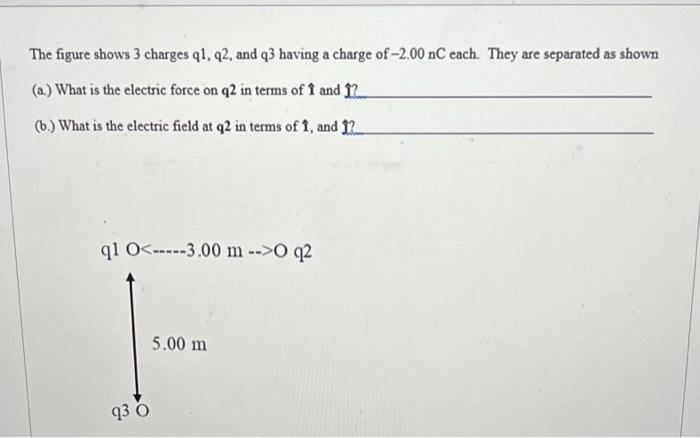 Solved The figure shows 3 charges q1,q2, and q3 having a | Chegg.com