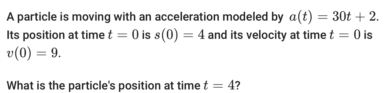Solved A particle is moving with an acceleration modeled by | Chegg.com