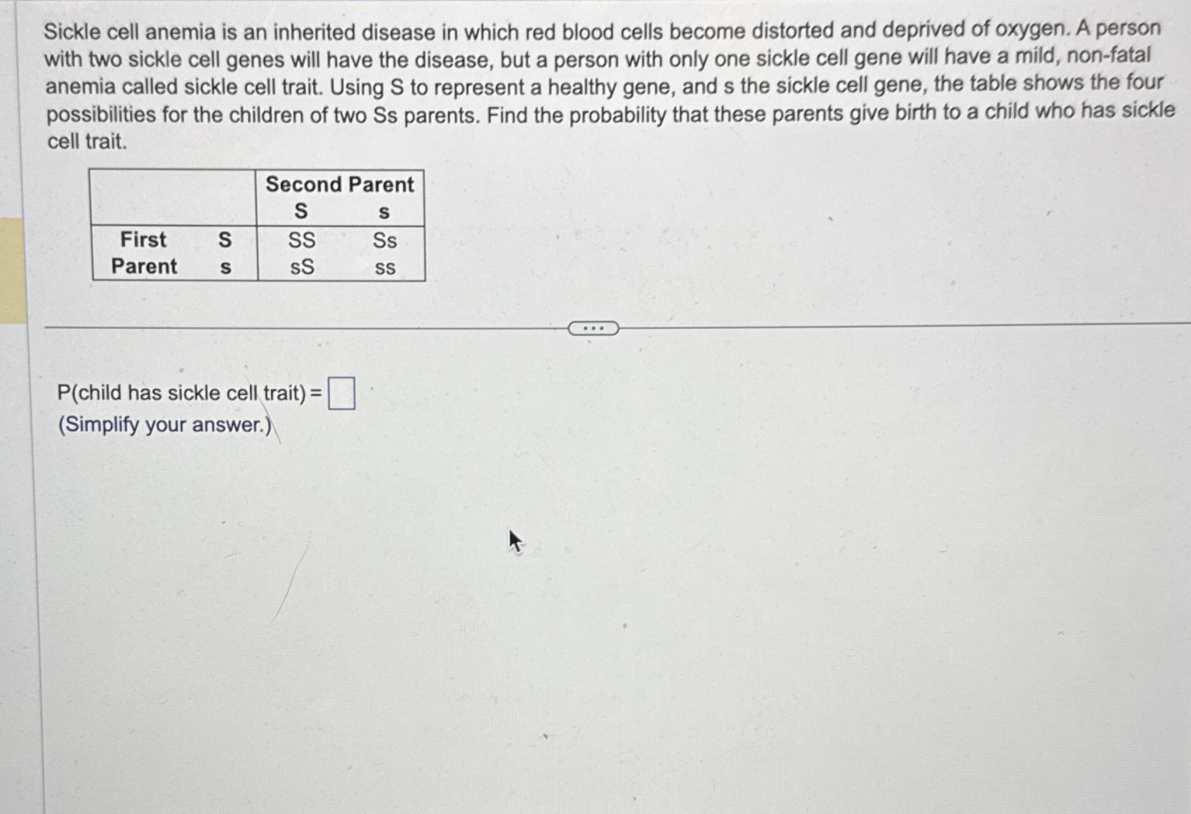 Solved by an EXPERT Sickle cell anemia is an inherited disease in which | Chegg.com