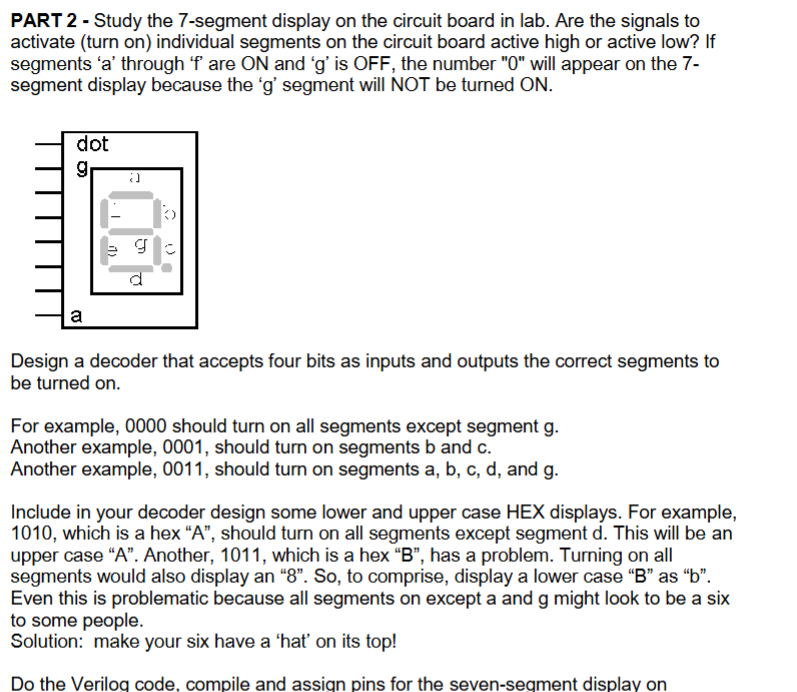 Solved Please create the Verilog coding file for PART 2 - | Chegg.com