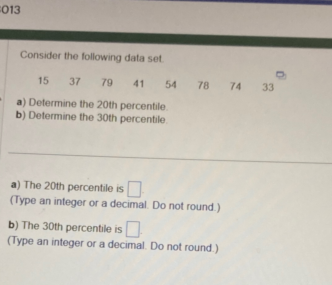 Solved 013Consider the following data | Chegg.com