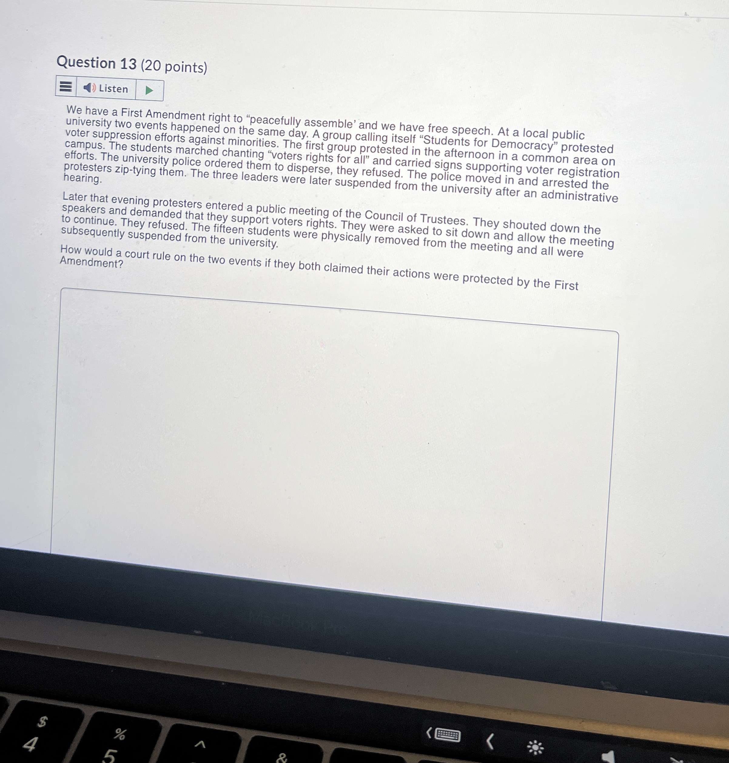 Solved Question 13 (20 ﻿points)ListenWe have a First | Chegg.com