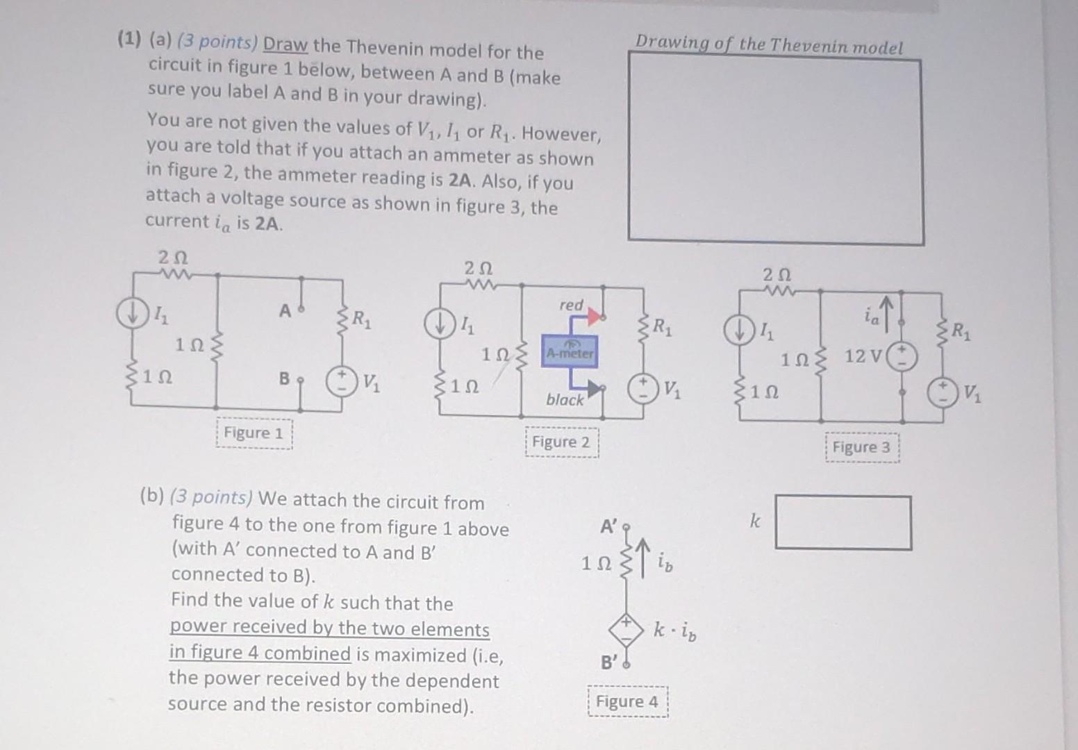 Solved (1) (a) (3 points) Draw the Thevenin model for the | Chegg.com