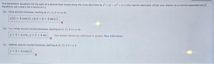 Solved Find parametric equations for the path of a particle | Chegg.com