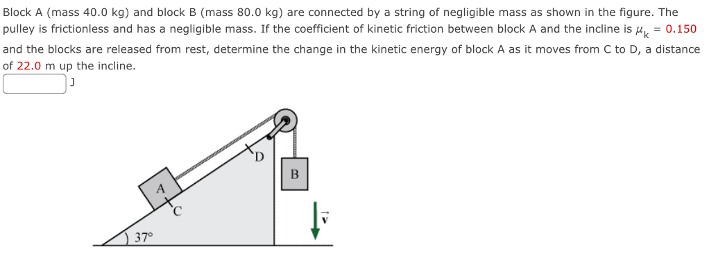 Solved Block A (mass 40.0kg ) ﻿and block B (mass 80.0kg ) | Chegg.com