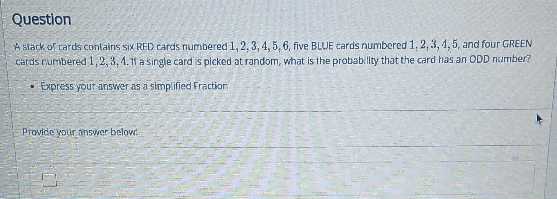 Solved A stack of cards contains six RED cards numbered | Chegg.com