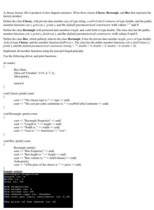 Solved A cheese factory fills it products in box shaped | Chegg.com