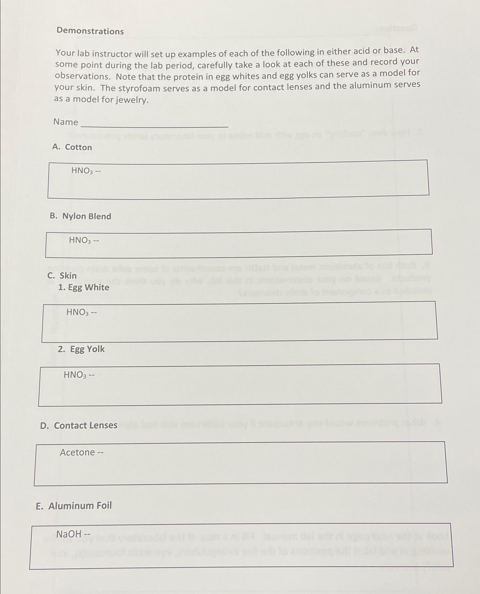 Solved DemonstrationsYour lab instructor will set up | Chegg.com