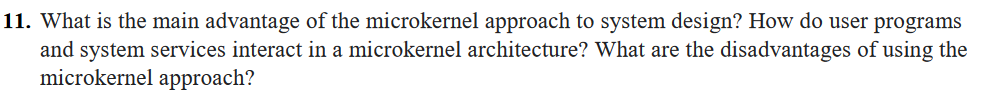 Solved What is the main advantage of the microkernel | Chegg.com
