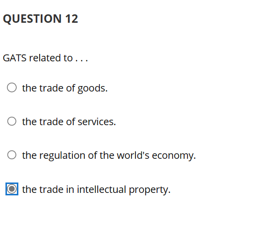 Solved QUESTION 12GATS related to . . .the trade of | Chegg.com