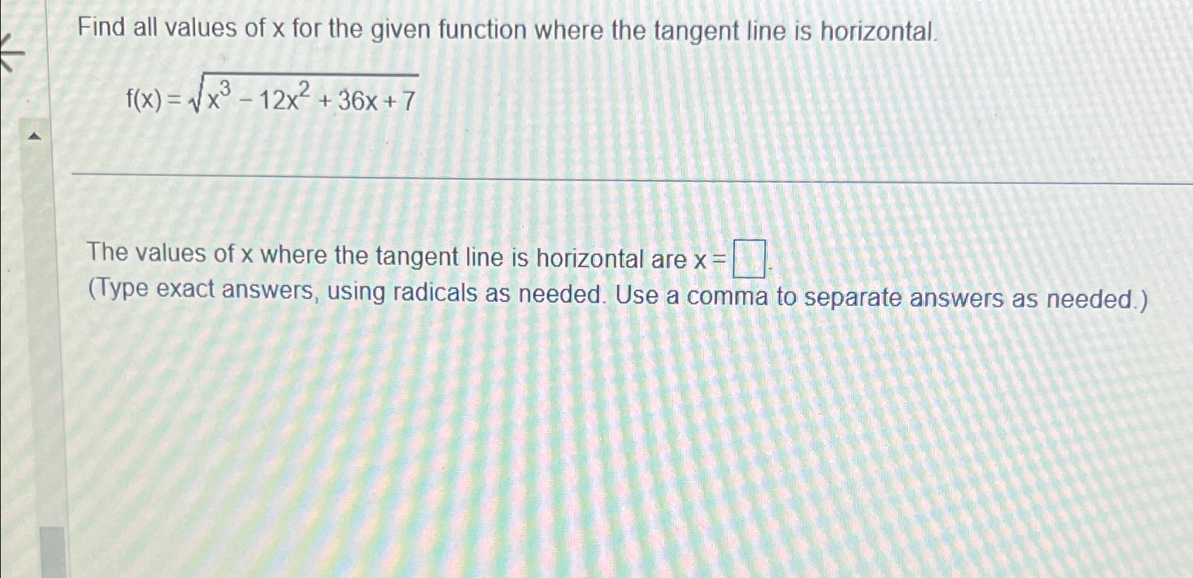 Solved Find all values of x ﻿for the given function where | Chegg.com