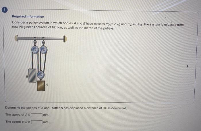 Solved Required information Consider a pulley system in | Chegg.com