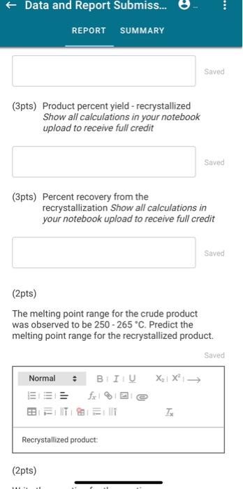 Solved Data And Report Submission - Diels-Alder Reaction | Chegg.com