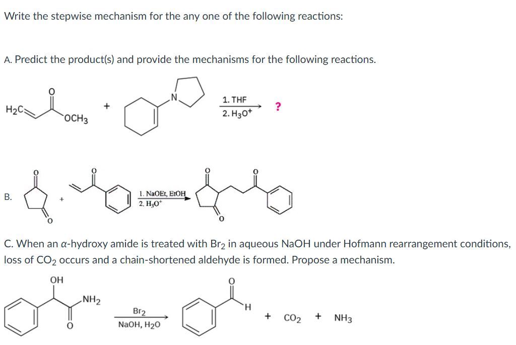 Solved Write the stepwise mechanism for the any one of the | Chegg.com