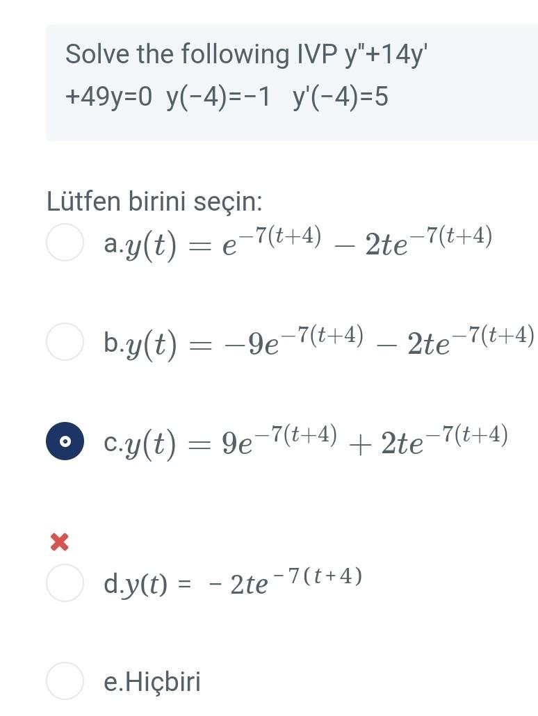 Solved Solve the following IVP y′′+14y′ | Chegg.com
