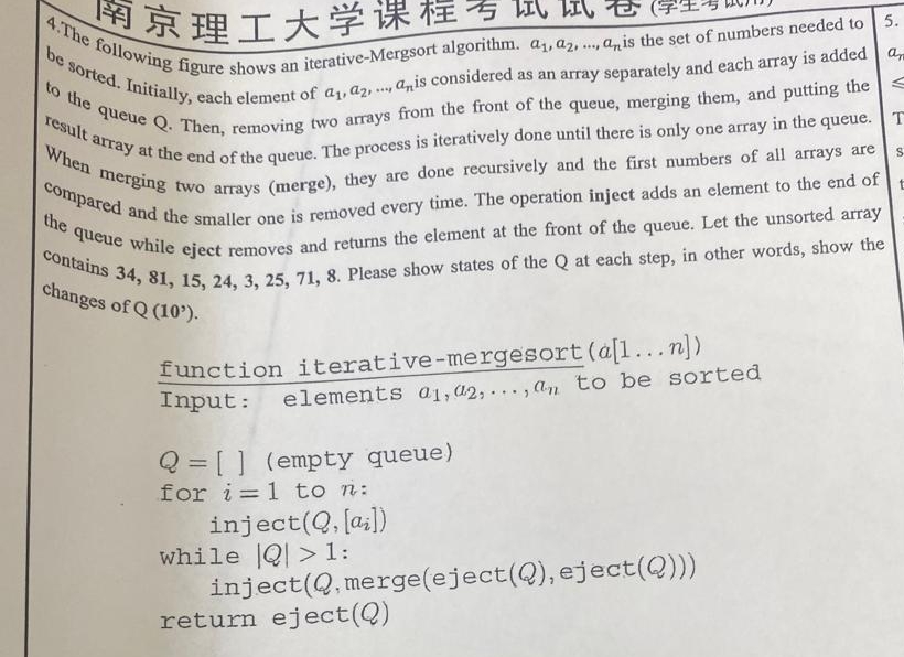 Solved be ﻿following figure shows an iterative-Mergsort | Chegg.com