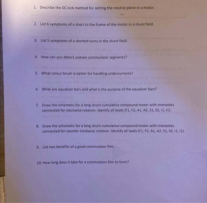 1. Describe the DC kick method for setting the | Chegg.com