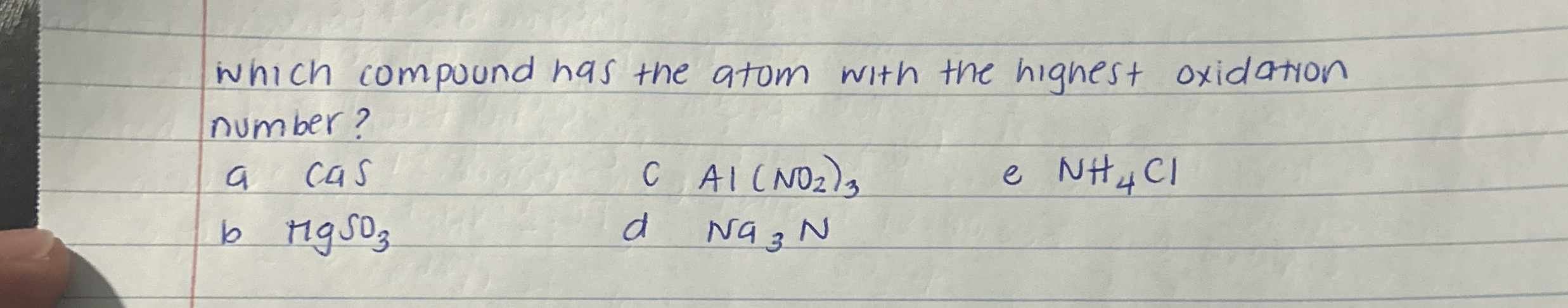 Solved Which compound has the atom with the highest | Chegg.com