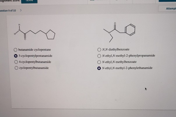 Solved on 9 of 10 Select the name for each amide. | Chegg.com