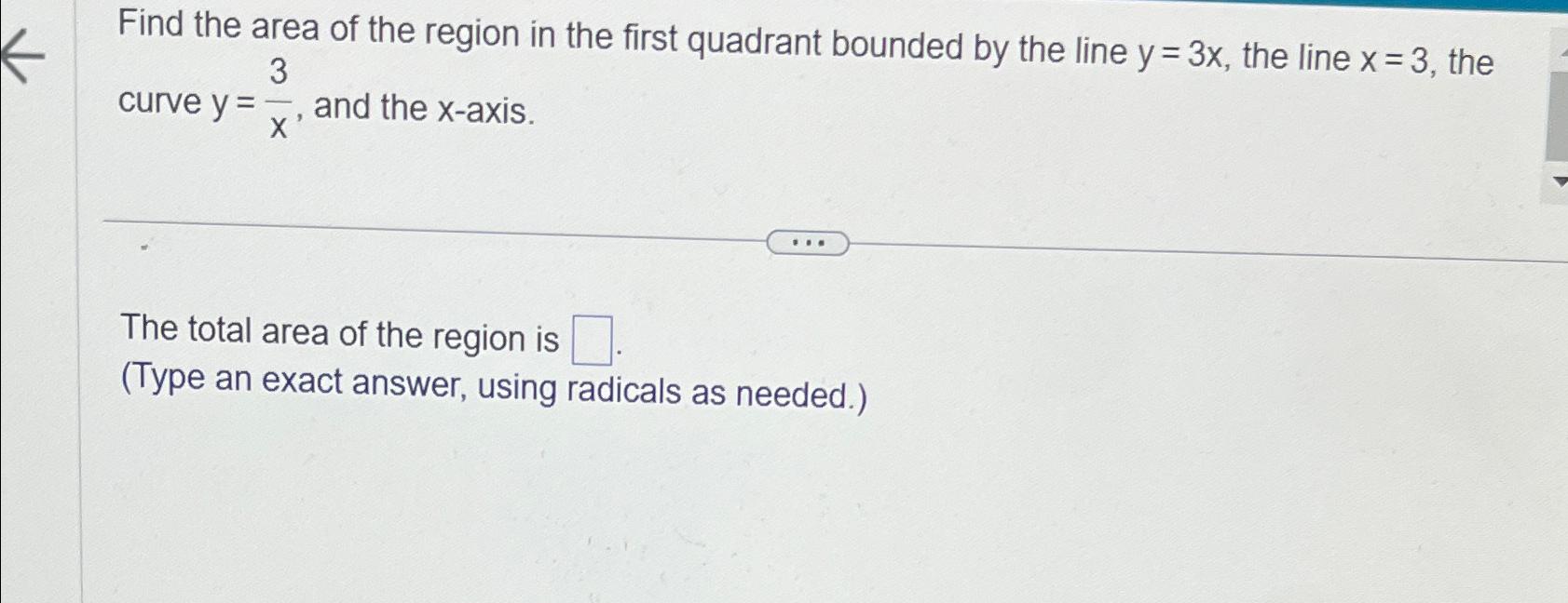 Solved Find the area of the region in the first quadrant | Chegg.com
