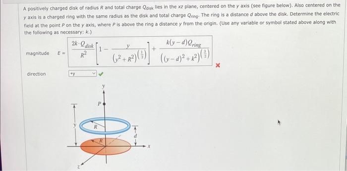 Solved A positively charged disk of radius R and total | Chegg.com