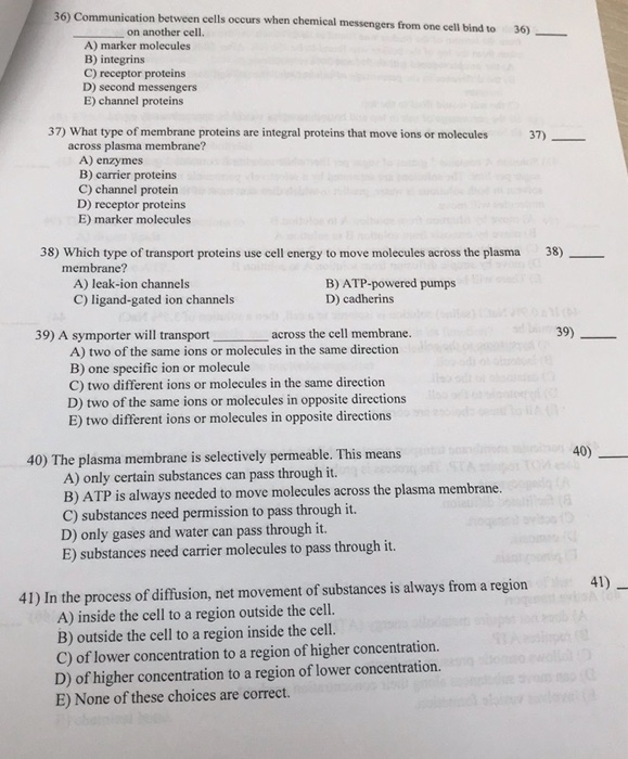 Solved 36) 36) Communication between cells occurs when | Chegg.com
