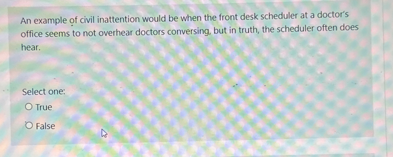 Solved An example of civil inattention would be when the | Chegg.com