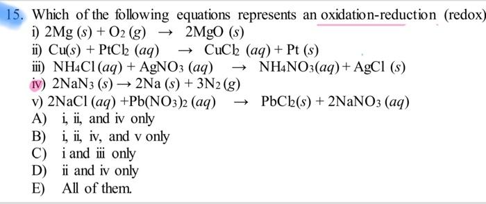 Solved - 15. Which of the following equations represents an | Chegg.com