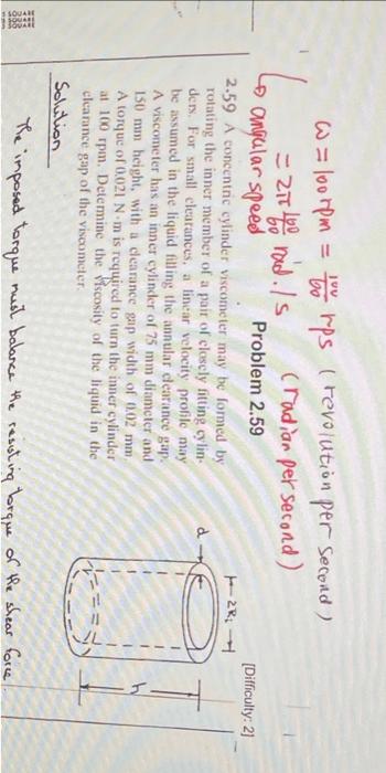 Solved ω=100rpm=60100rps (revolution per second) | Chegg.com