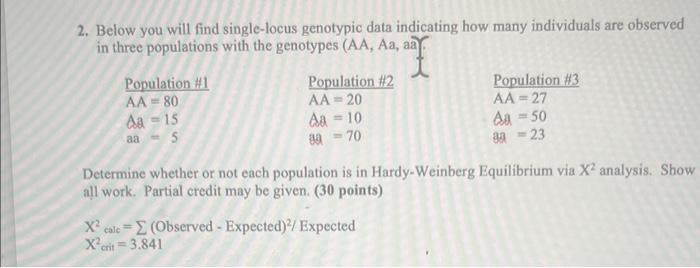 Solved 4. Calculate F5r among the populations from Question | Chegg.com