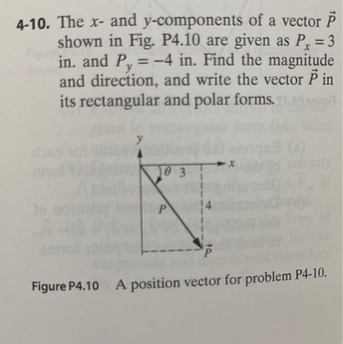 Solved 4-10. The x-and y-components of a vector P shown in | Chegg.com