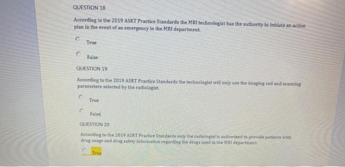 Solved QUESTION 18 According to the 2019 ASRT Practice | Chegg.com