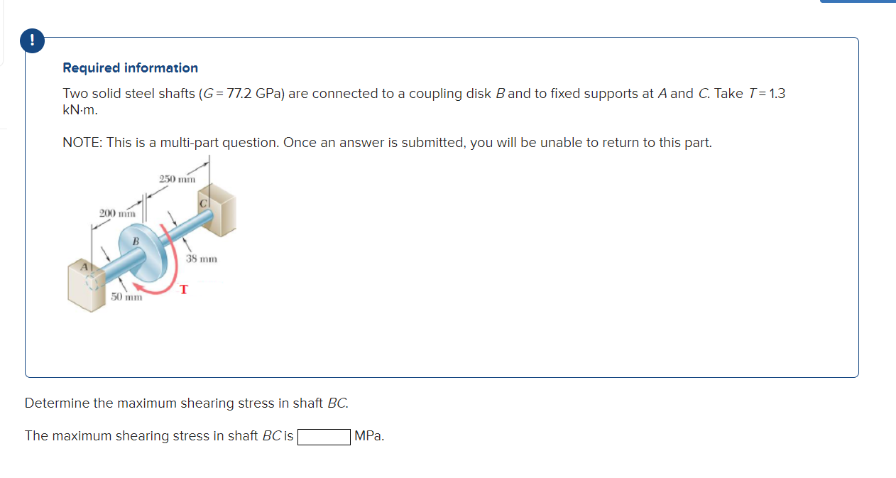 Solved !Required informationTwo solid steel shafts | Chegg.com