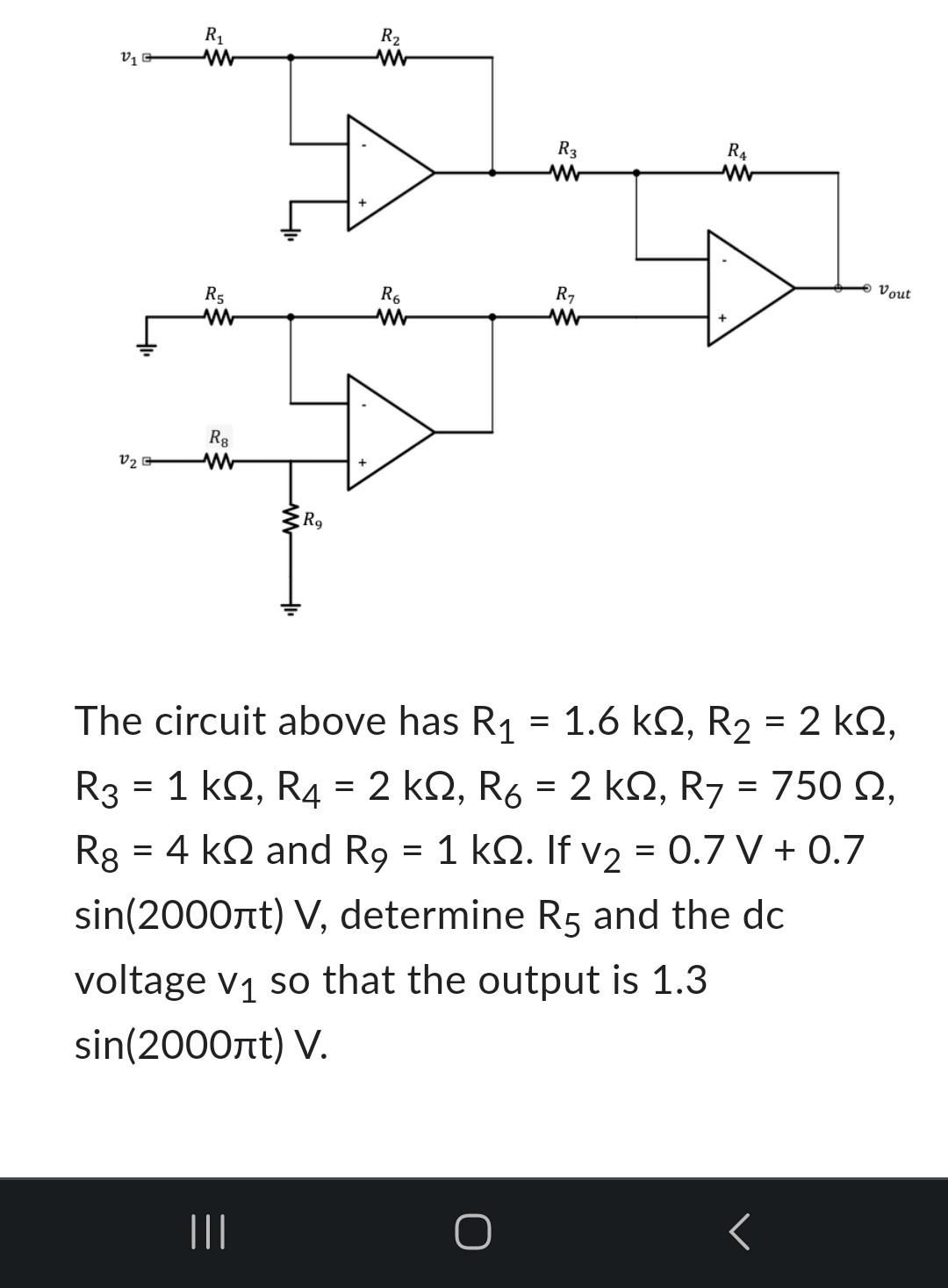 Solved The circuit above has R1=1.6kΩ,R2=2kΩ, | Chegg.com