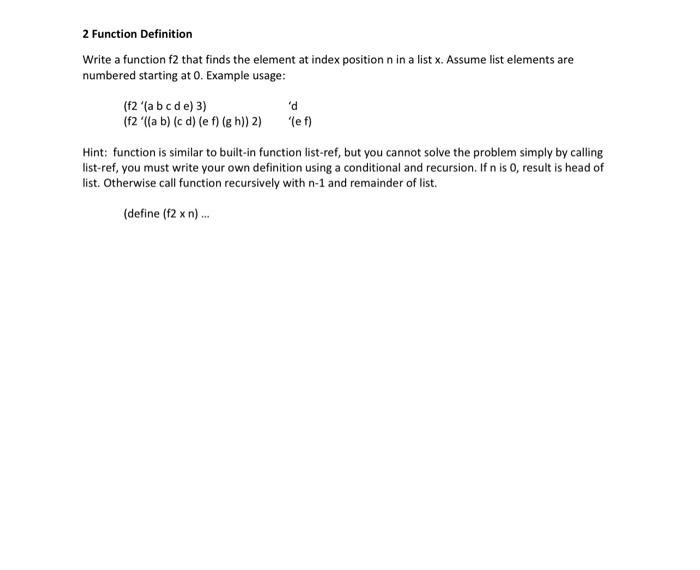 Solved 2 Function Definition Write a function f2 that finds | Chegg.com