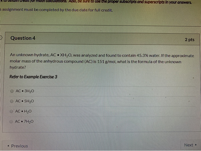 Solved Be sure to use the proper subscripts and superscripts | Chegg.com