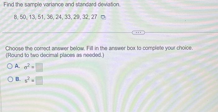 Solved Find the sample variance and standard deviation. | Chegg.com