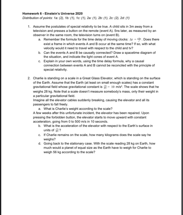 Solved Homework 6 - Einstein's Universe 2020 Distribution of | Chegg.com