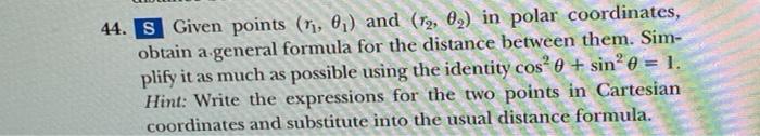 Solved S Given points (r1,θ1) and (r2,θ2) in polar | Chegg.com