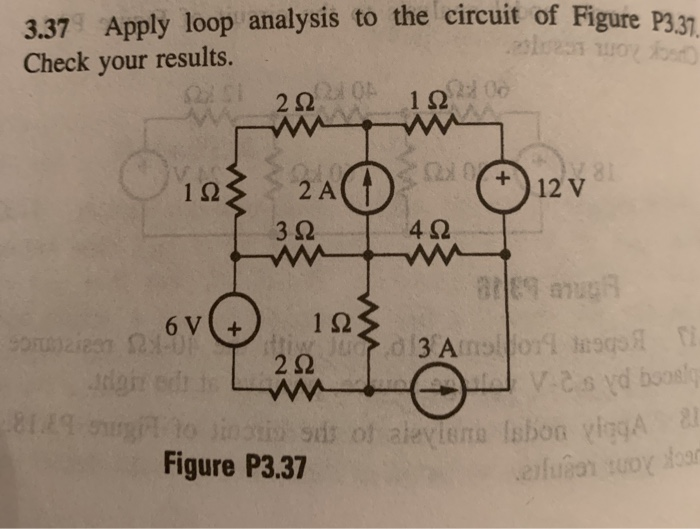 solved-3-37-apply-loop-analysis-to-the-circuit-of-figure-chegg