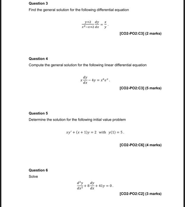 Solved Question 3 Find the general solution for the | Chegg.com