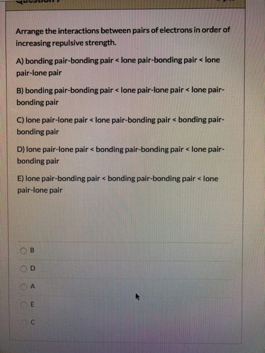 Solved UUSLIV Arrange the interactions between pairs of | Chegg.com