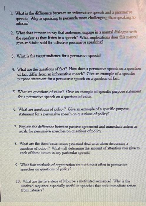 Solved 1. What is the difference between an informative | Chegg.com