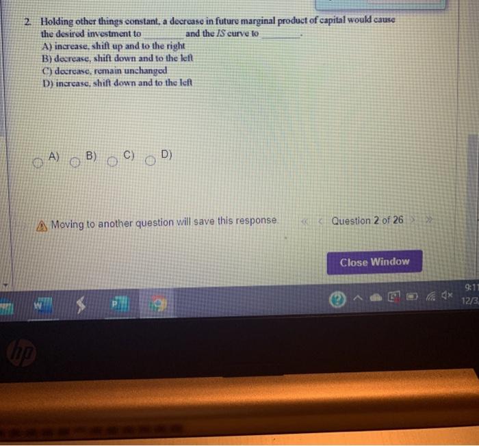 Solved 2. Holding other things constant, a decrease in | Chegg.com
