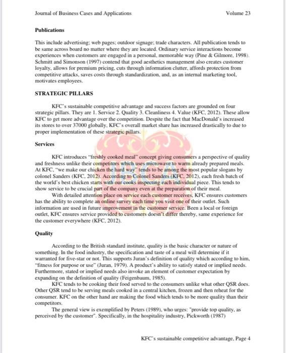Instructions and Questions to discuss the KFC case | Chegg.com