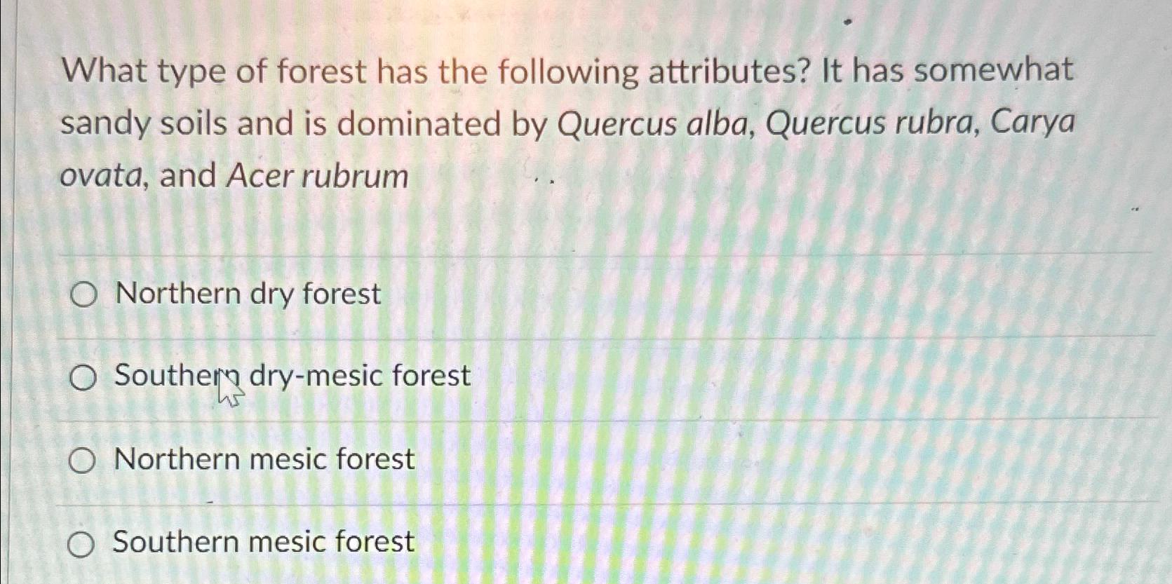 Solved What type of forest has the following attributes? It | Chegg.com