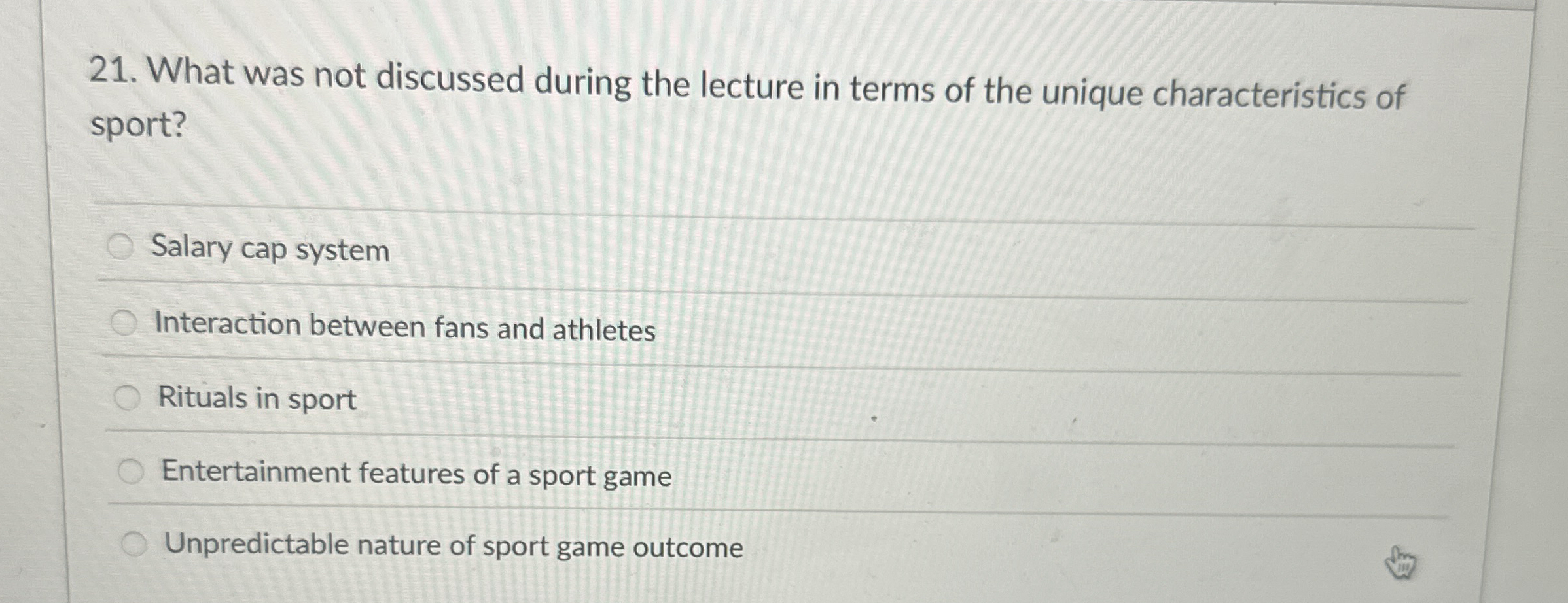 What was not discussed during the lecture in terms of | Chegg.com