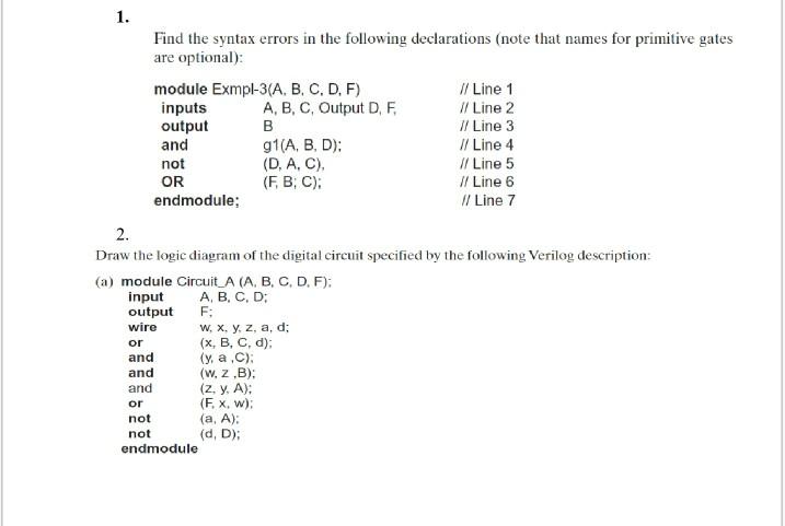 Solved 1. Find the syntax errors in the following | Chegg.com
