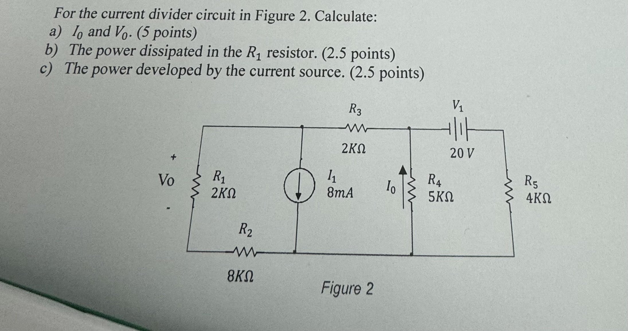 Solved for the current divider ciruitin figure 2 | Chegg.com