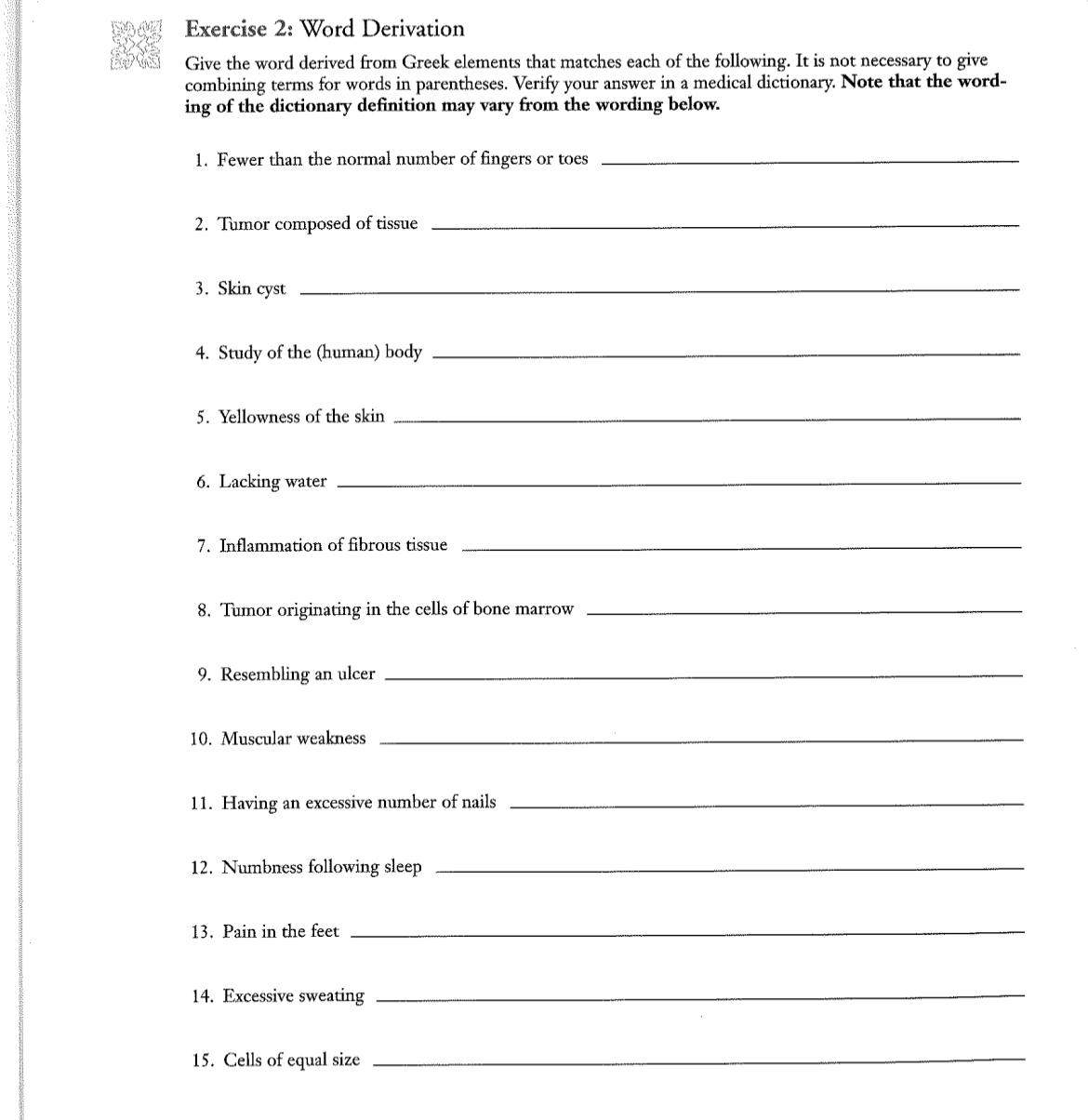 Solved Exercise 2: Word DerivationGive the word derived from | Chegg.com